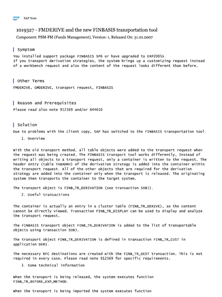 FMDERIVE and NEW Transport Basis | PDF