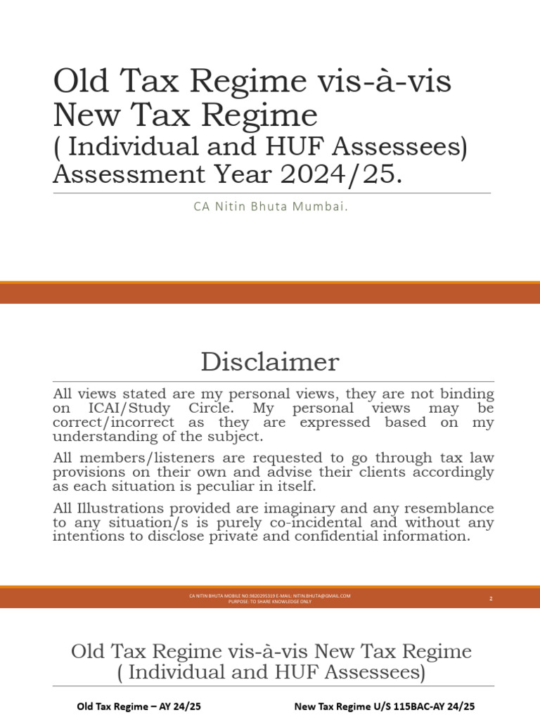 Old vs New Tax Regime for AY 2024-25 | PDF | Tax Deduction | Taxes