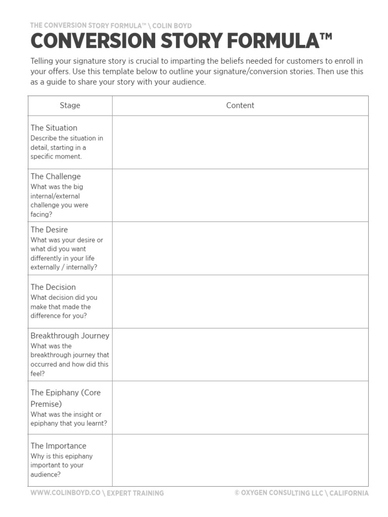 BONUS - Conversion Story Formula Template | PDF