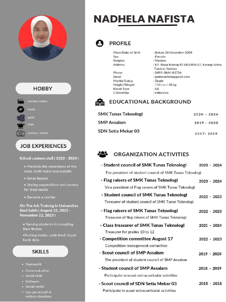 CV Nadhela Nafista | PDF