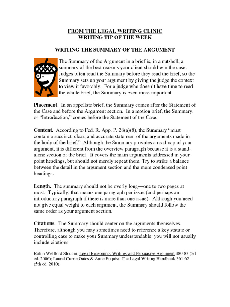 Writing Tips Writing The Summary of The Argument | PDF