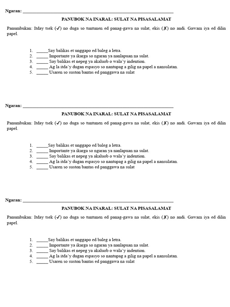 Sulat Na Pisasalamat | PDF