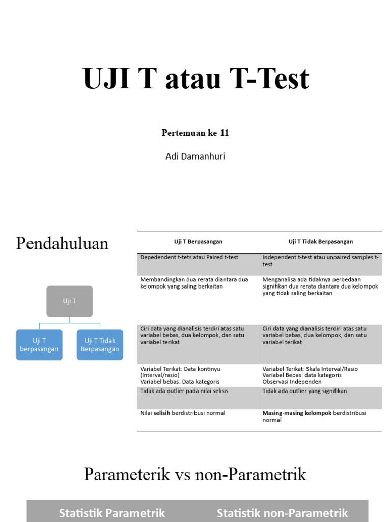 Panduan Lengkap Uji T dan T-Test | PDF
