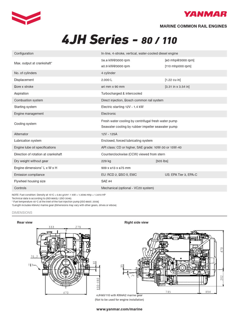 4JH Series - : Marine Common Rail Engines | PDF | Diesel Engine | Engines