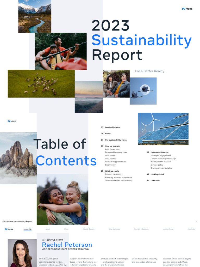 Meta 2023 Sustainability Report Overview | PDF | Sustainability ...