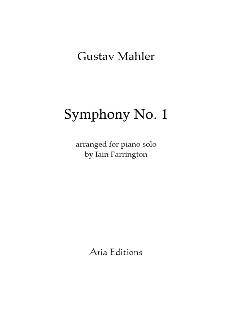 Mahler 1st Symphony - Piano Introduction | PDF | Piano | Symphony