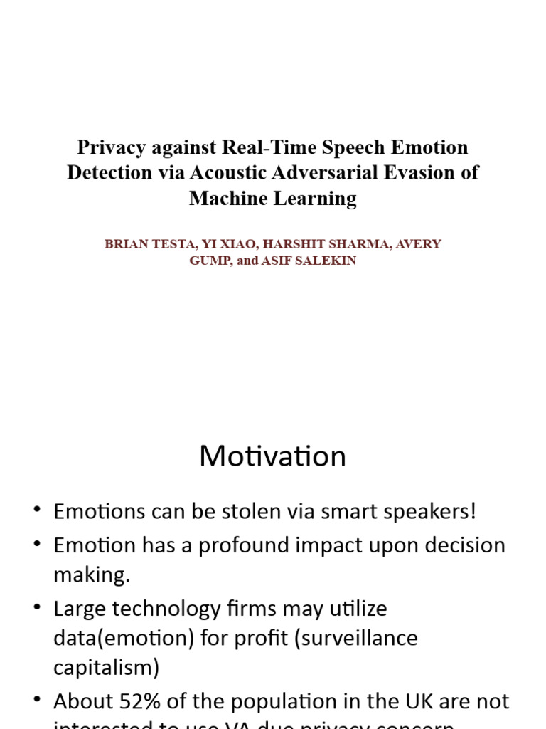 Privacy Against Real-Time Speech Emotion Detection Via Acoustic Adversarial Evasion of Machine ...