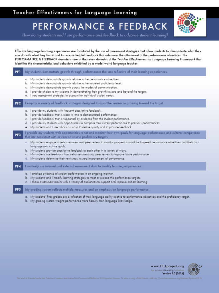 TELL Framework - Performance and Feedback | PDF
