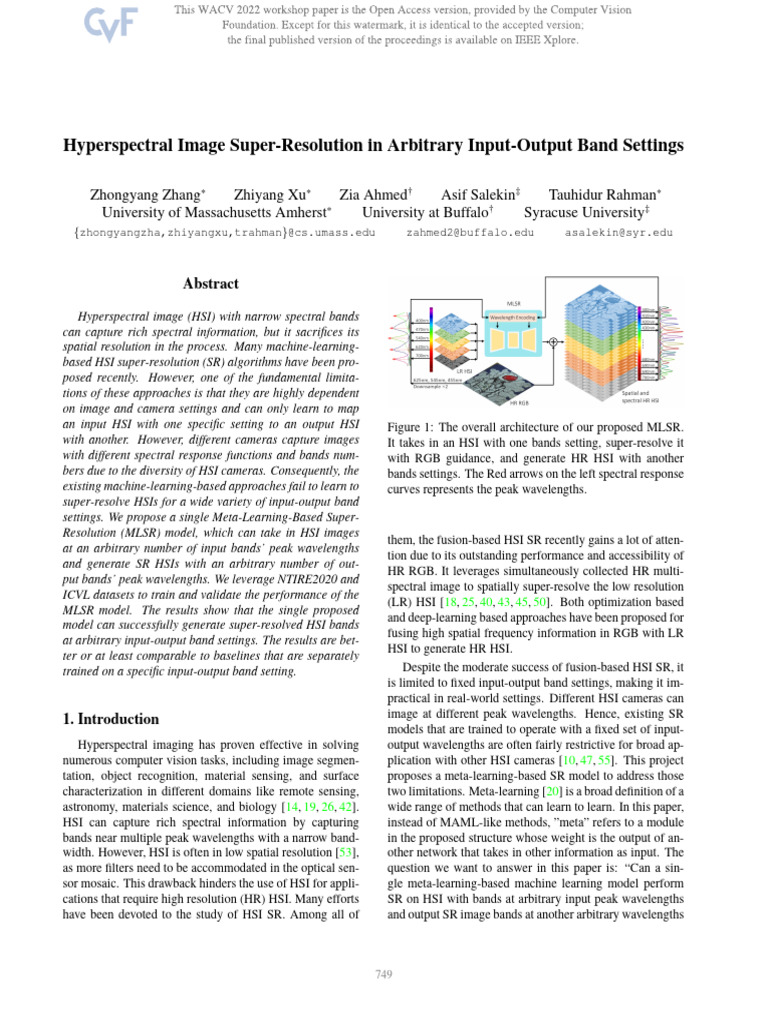 Zhang Hyperspectral Image Super-Resolution in Arbitrary Input-Output Band Settings WACVW 2022 ...