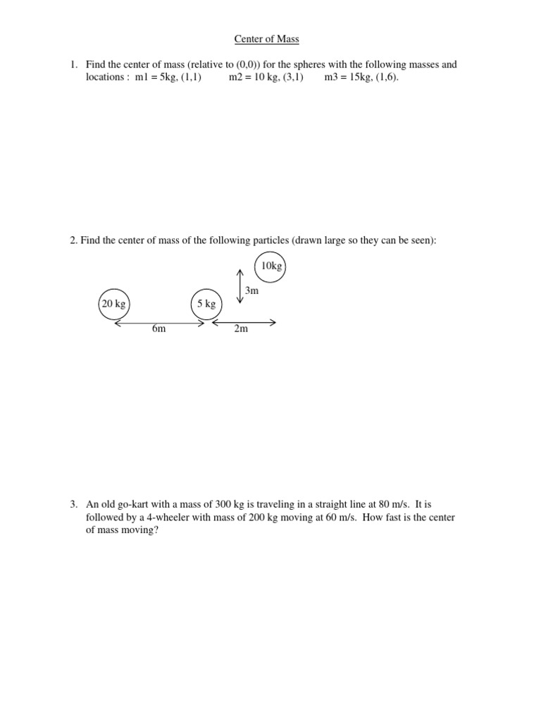 Center of Mass Problems and Solutions | PDF