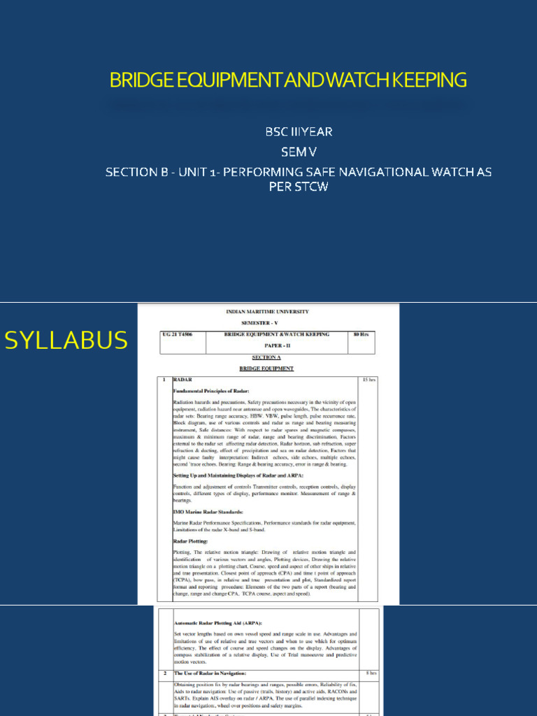 UNIT 1 - STCW SAFE WATCH | PDF | Navigation | Ships