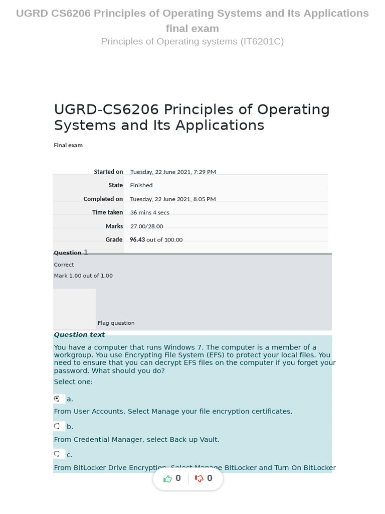 Ugrd cs6206 Principles of Operating Systems and Its Applications Final Exam - Compress | PDF ...