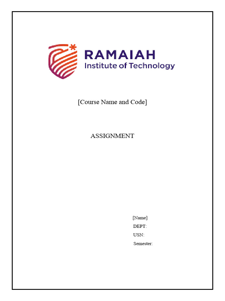 Cover Page Template For MSRIT Assignment | PDF