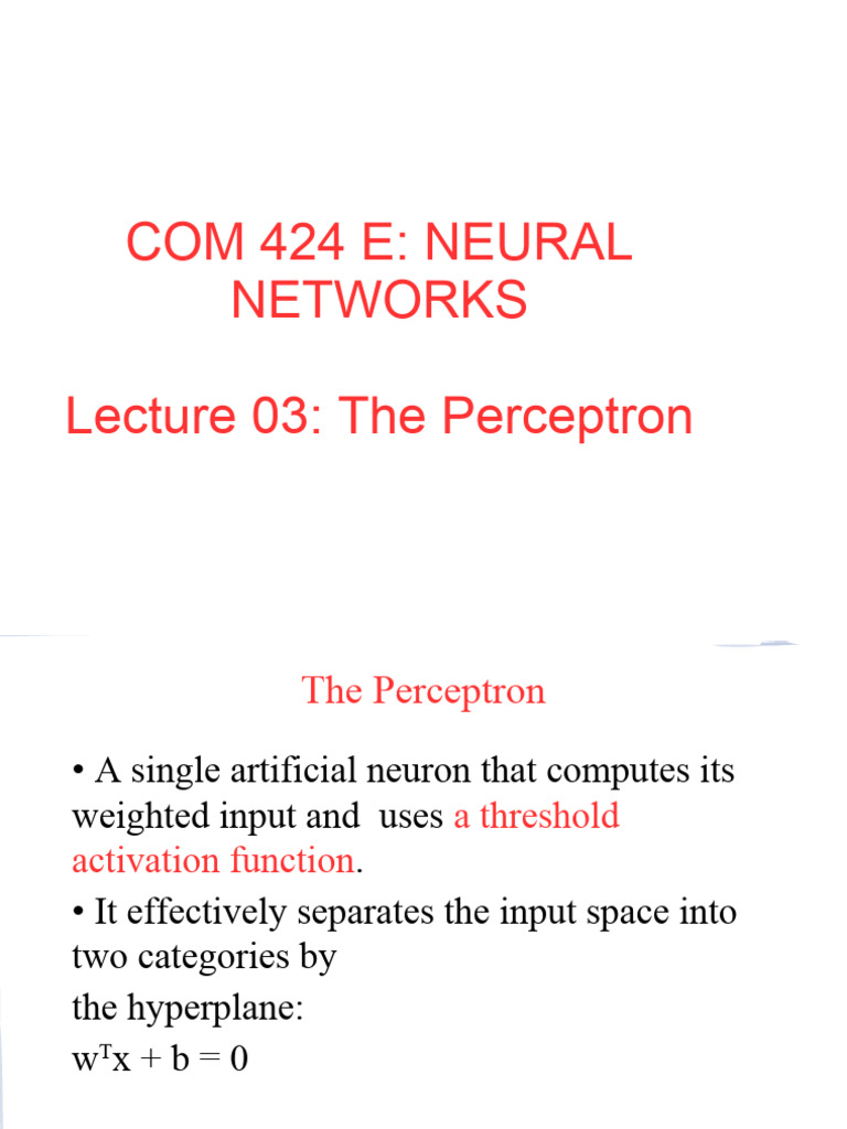 Lecture 03 Perceptron PDF | PDF | Statistics | Learning