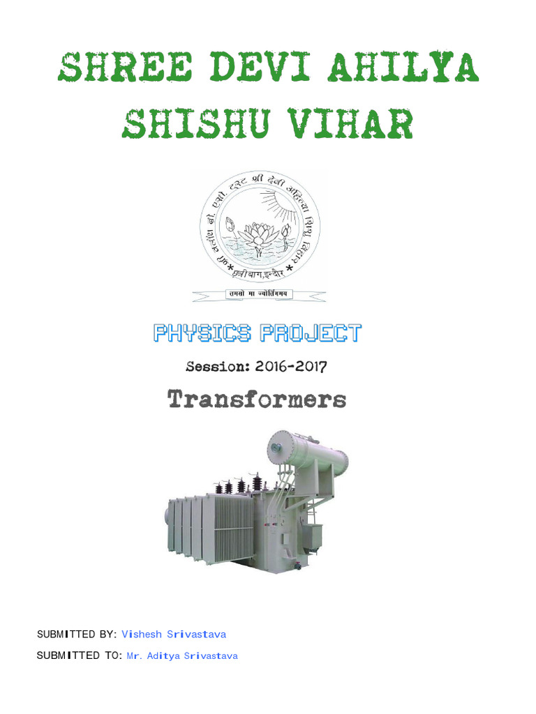 Transformer Xii Physics Investigatory Project 12 Pdf Transformer Electromagnetic Induction