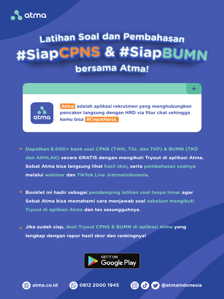 Soal Latihan Atma 19 - TWK, TIU, TKP | PDF