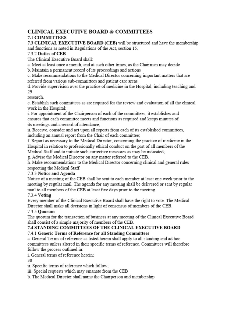 Clinical Executive Board Committies | PDF | Committee | Board Of Directors
