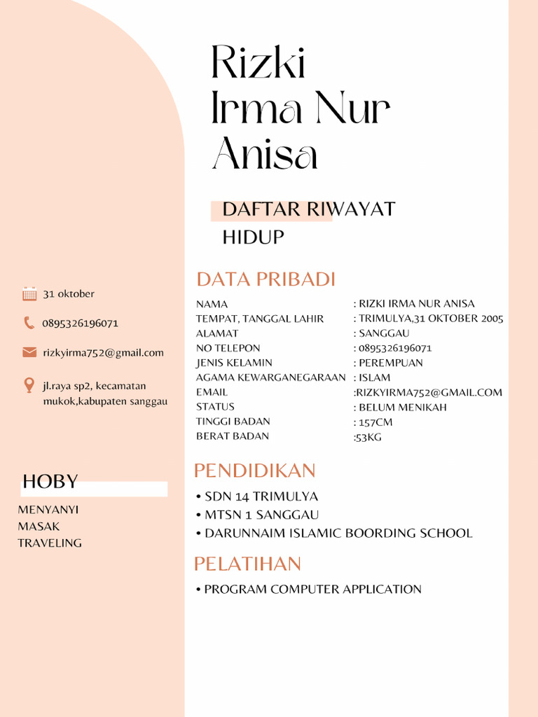 Minimalis Pastel CV Irma | PDF