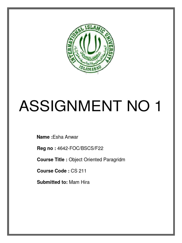 Esha Anwar OOP Assignment 1 | PDF | Object Oriented Programming ... Esha Anwar OOP Assignment 1 | PDF | Object Oriented Programming ...