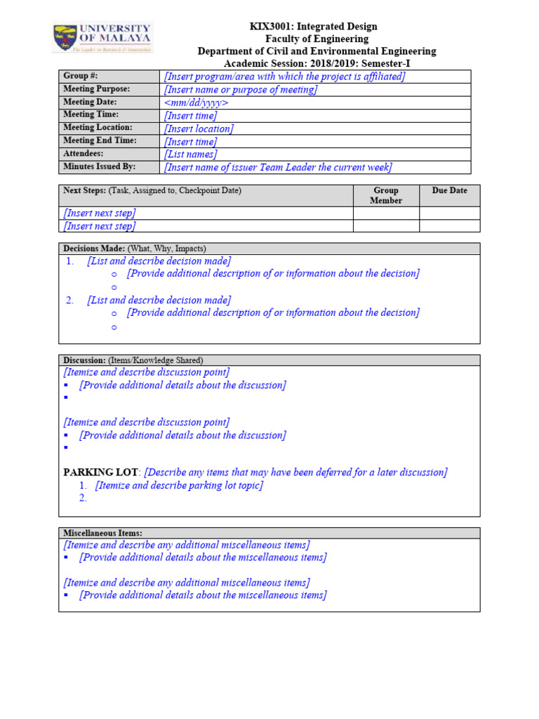 Group Meeting Minutes Template | PDF