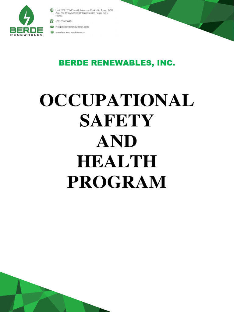 OSH Program - For Bid Documents - Berde Renewables, Inc. | PDF ...