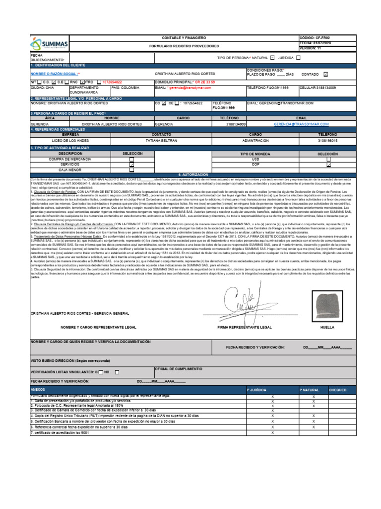 (CF-FR02) Formulario Registro | PDF | Seguridad de información