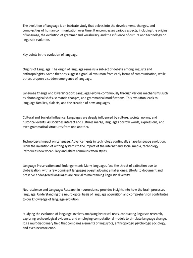 Language Evolution: Key Insights | PDF