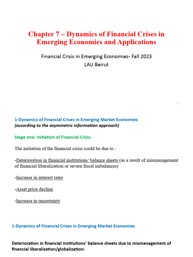 Chapter 7 - Dynamics of Financial Crises in Emerging Economies and Applications | PDF | 1997 ...