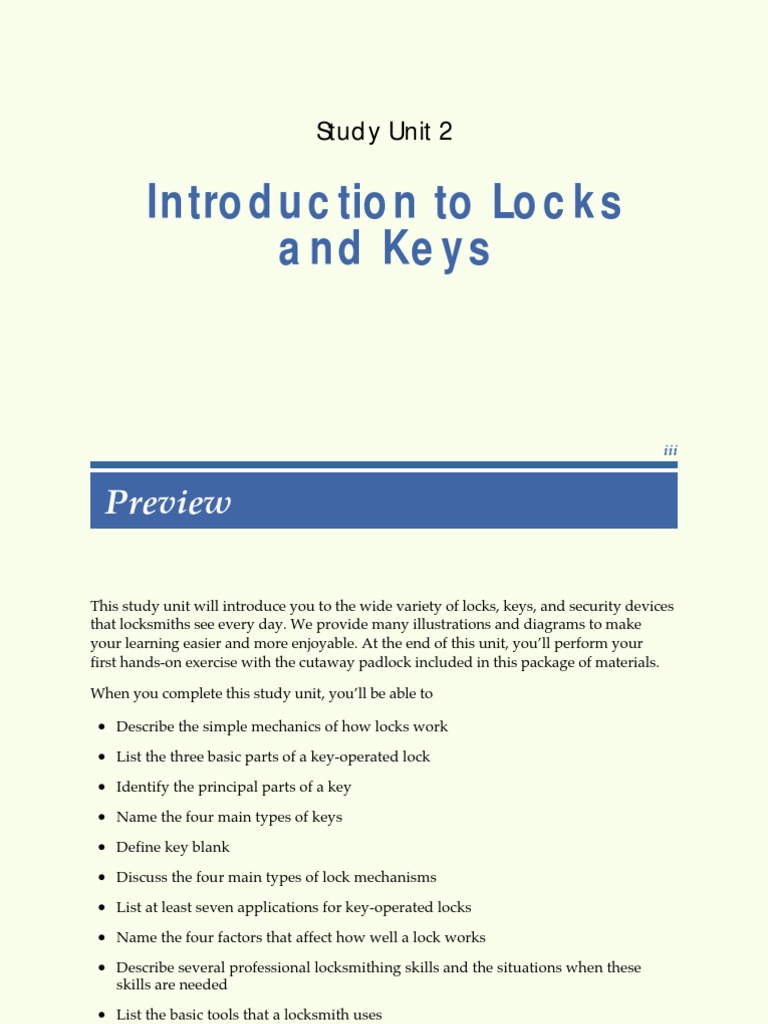 02-Introduction To Locks and Keys | PDF | Lock (Security Device ...