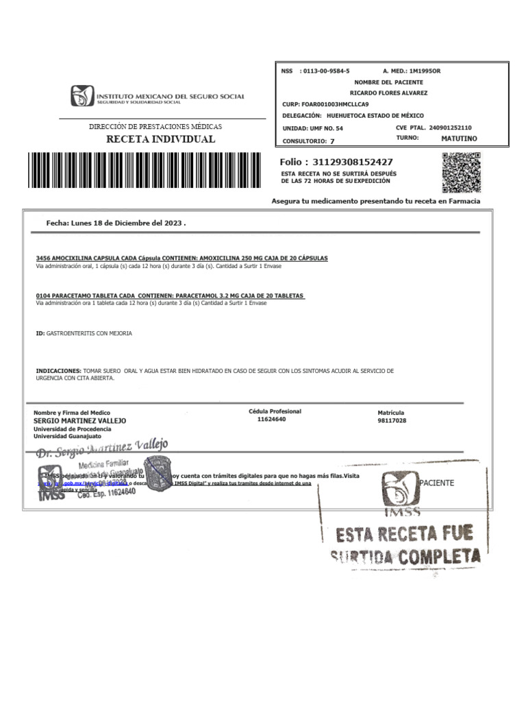 Receta Gastroenteritis | PDF