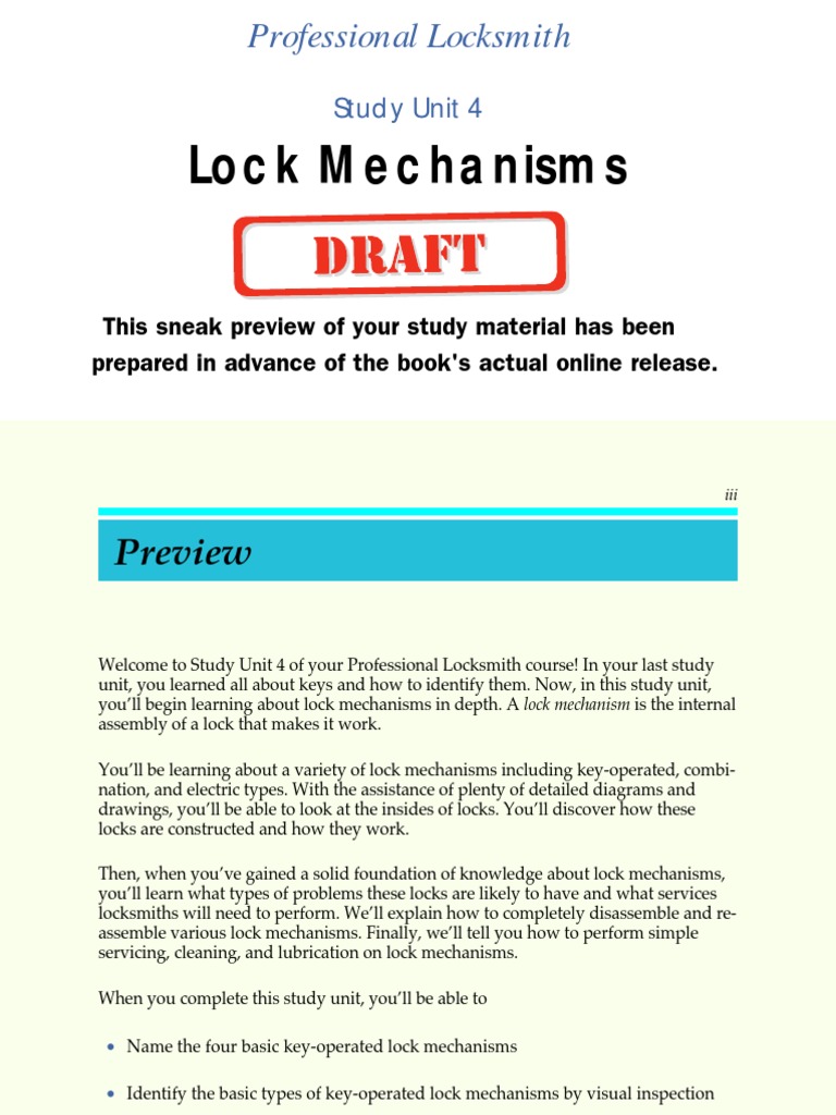 Overview of Lock Mechanisms | PDF | Lock (Security Device) | Security ...