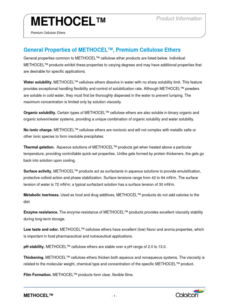 Pi Methocel Gen Prop PDF | PDF