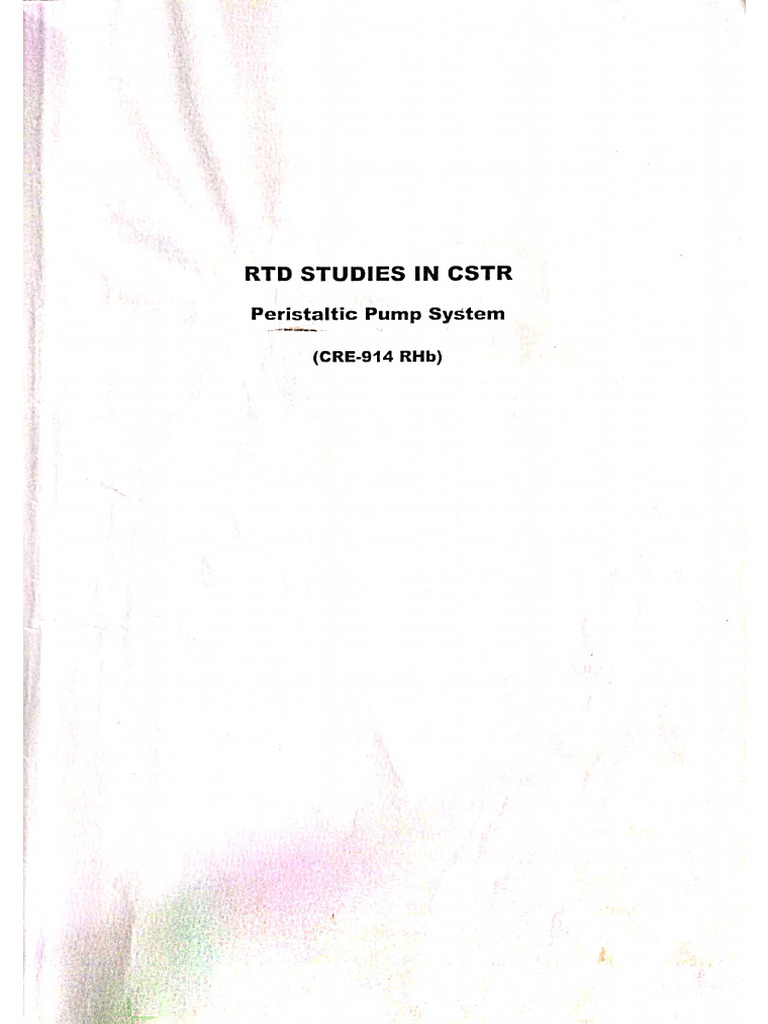 RTD Studies in CSTR PDF | PDF