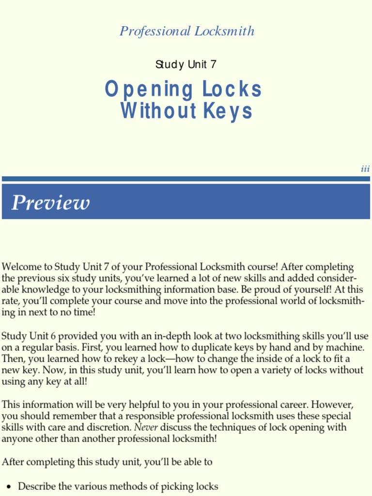 07-Opening Locks Without Keys | PDF | Physical Security | Security