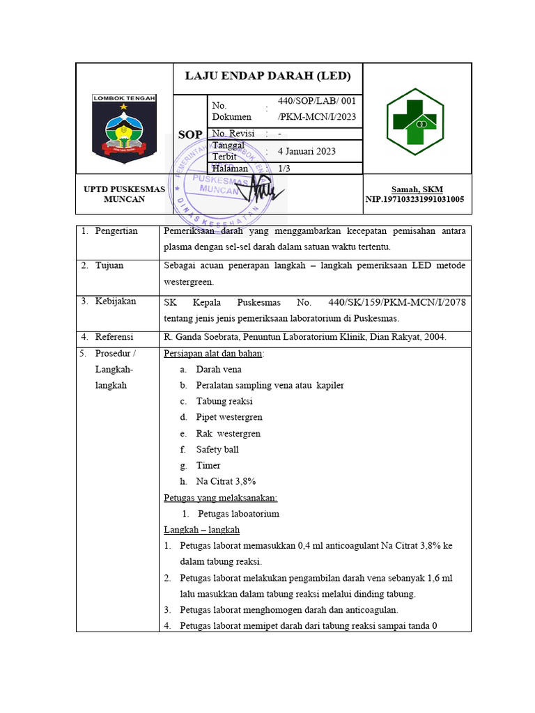 Sop Led Westergreen | PDF | Kesehatan Holistik