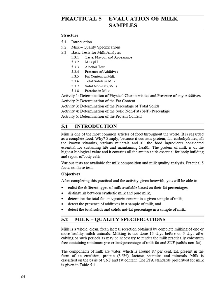 Practical 5 PDF | Download Free PDF | Milk | Materials
