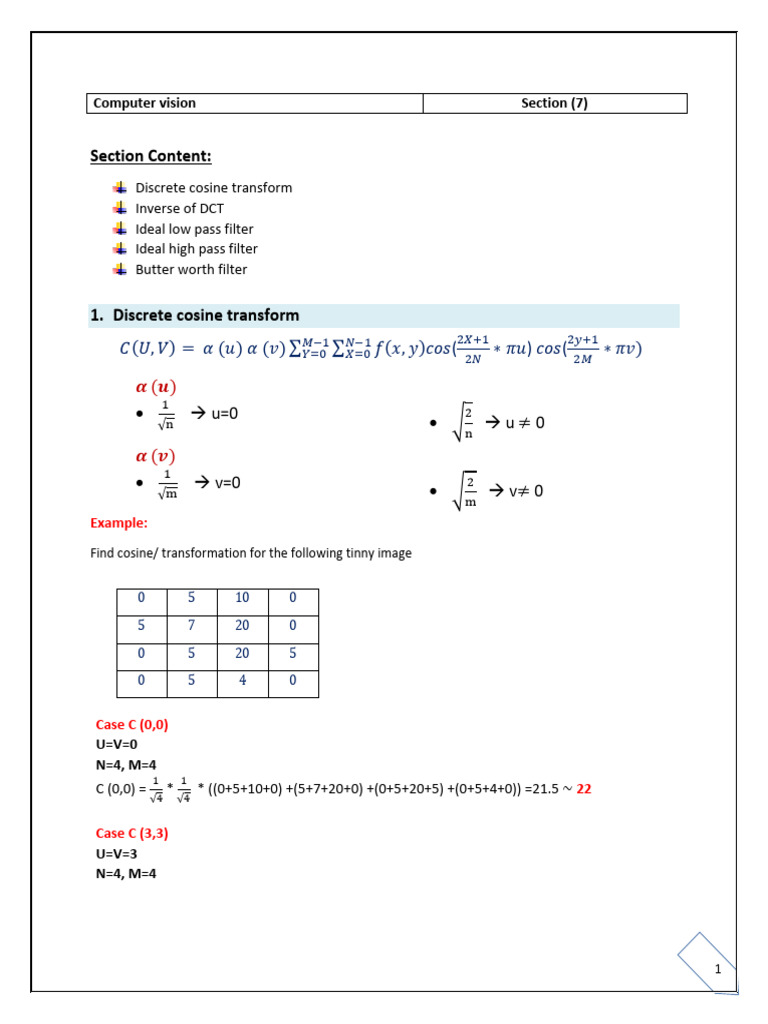 Computer Vision Section 7-4CS | PDF