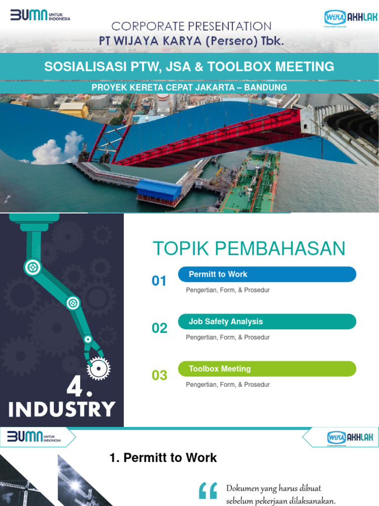 Sosialisasi PTW, Jsa & Toolbox Meeting PDF | PDF
