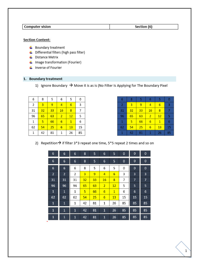 Computer Vision Section 6-4CS | PDF | Imaging | Signal Processing