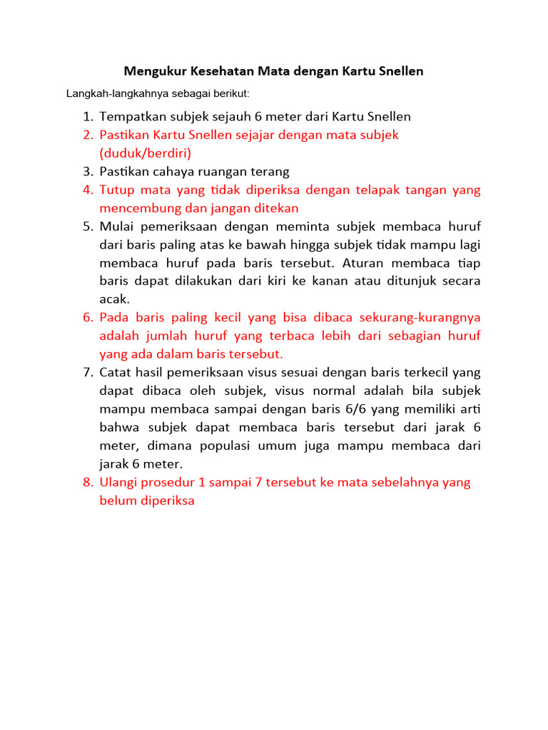 Cara Menggunakan Kartu Snellen untuk Cek Mata | PDF | Pengembangan Diri