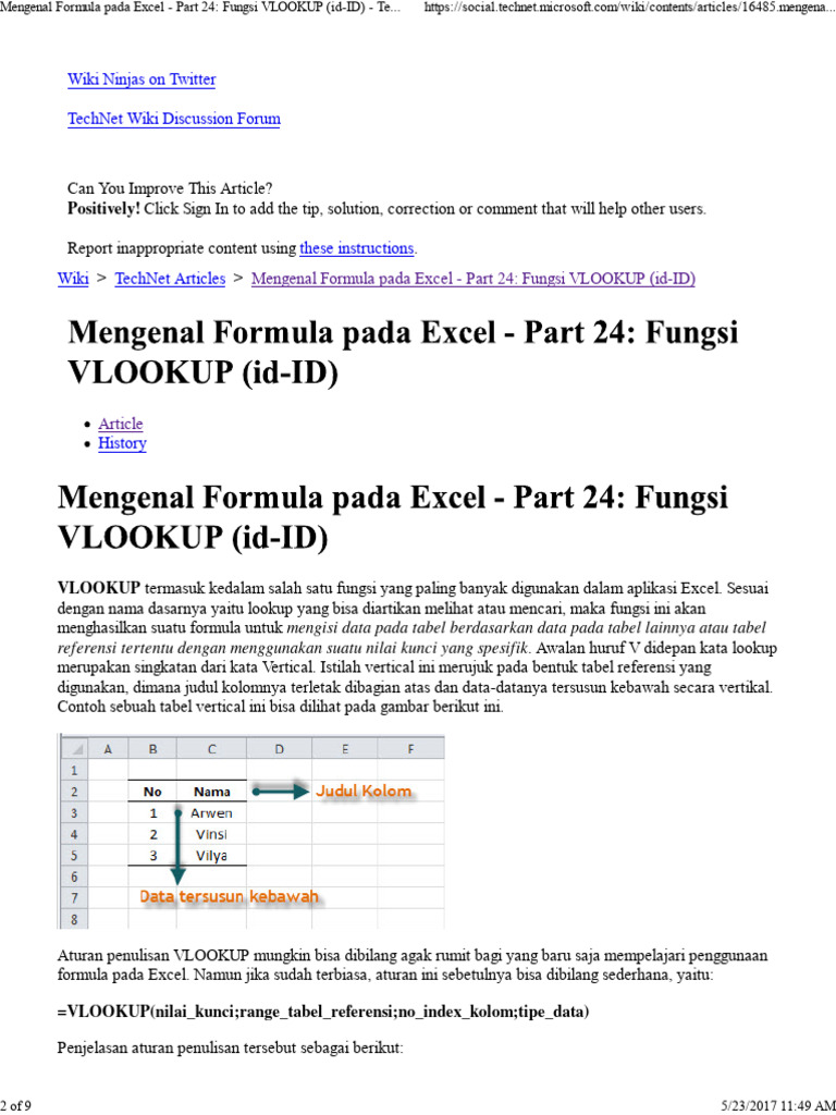 Belajar Exel Fungsi VLOOKUP | PDF