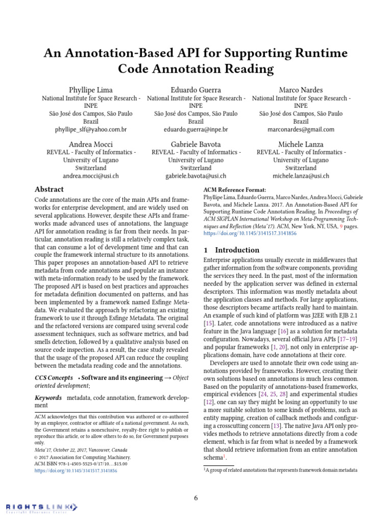 An Annotations-Based API For Supporting Runtime Code Annotation Reading | PDF | Class (Computer ...