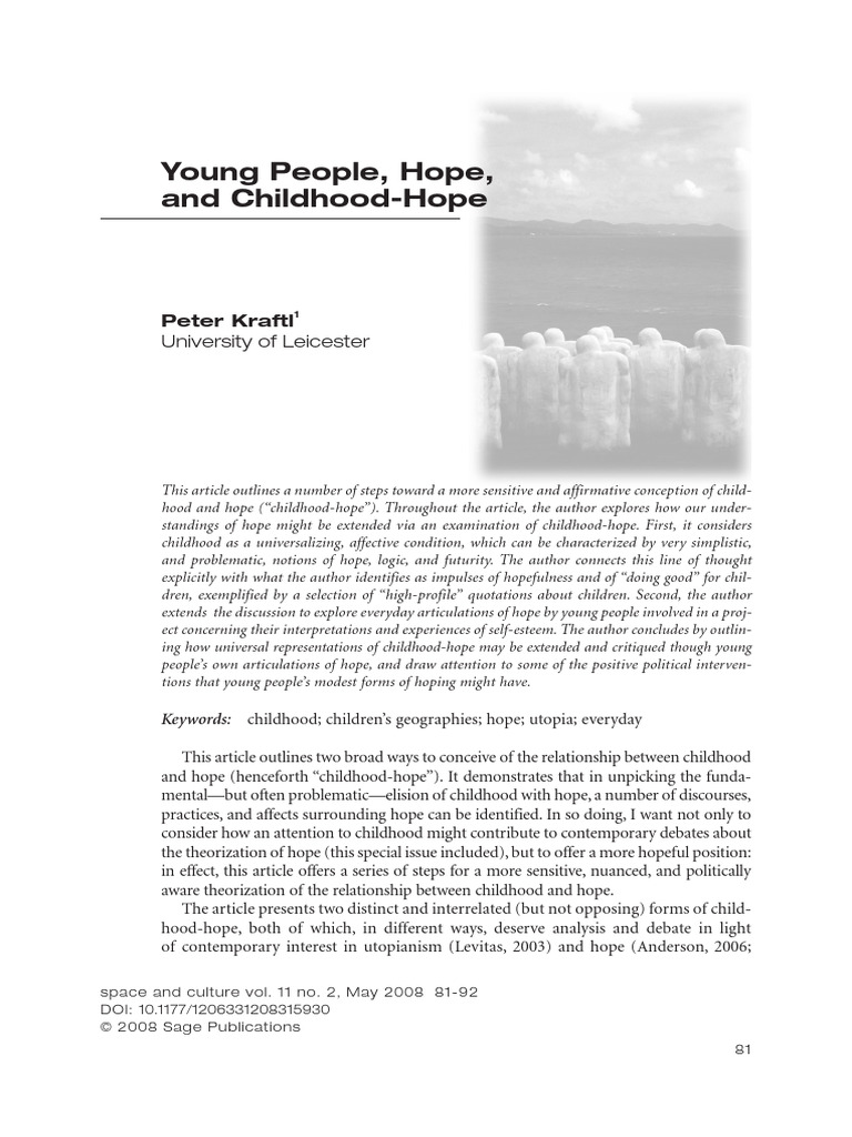 Kraftl 2008 Young People Hope and Childhood Hope | PDF | Self Esteem ...
