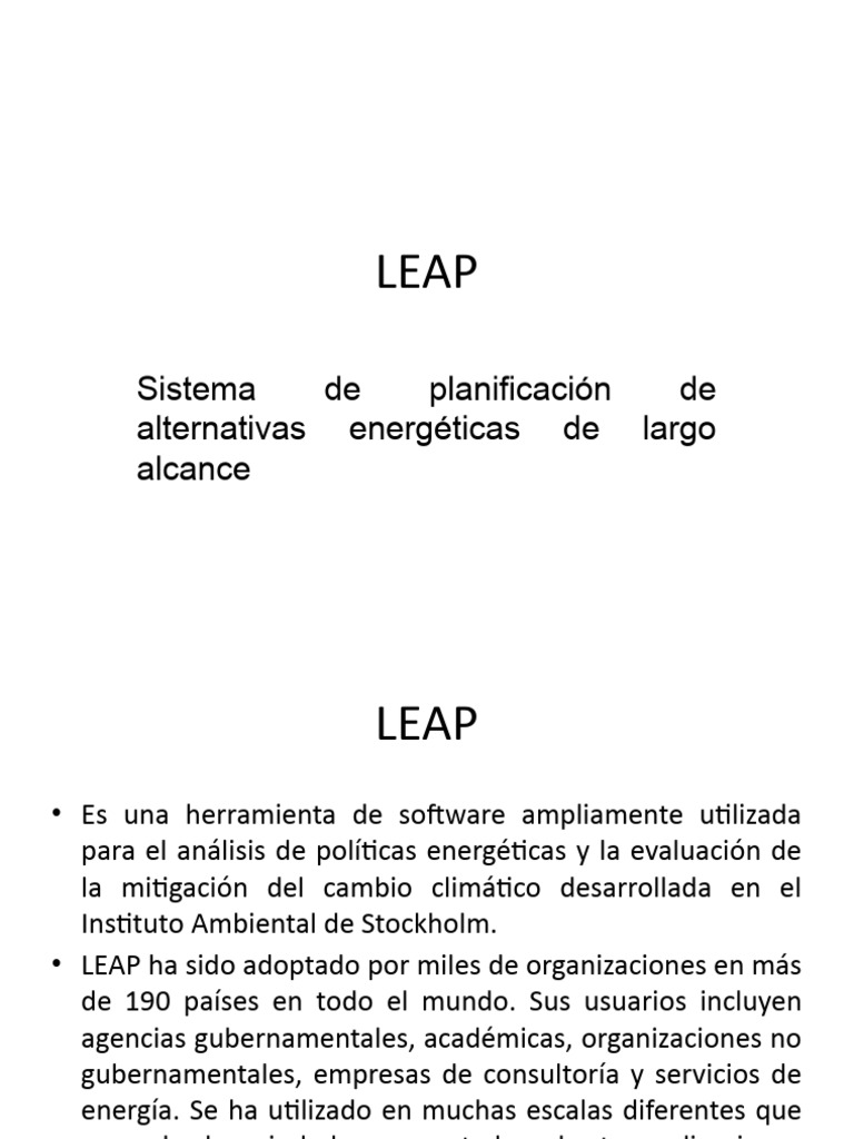 LEAP Power Point | PDF | Mitigación del cambio climático | Cambio climático