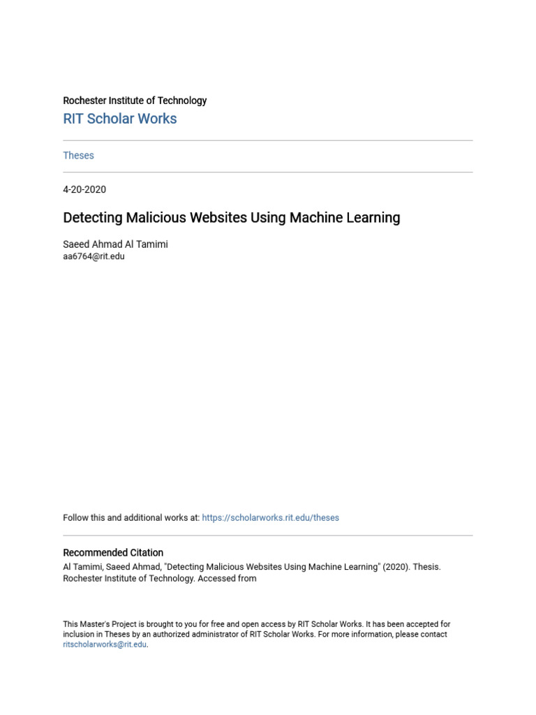Link Analysis for Malicious Website Detection | PDF | Support Vector ...