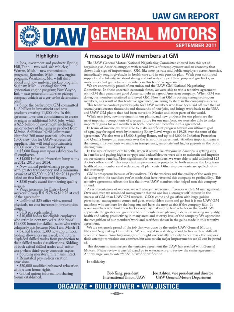Details of GM UAW Contract | PDF