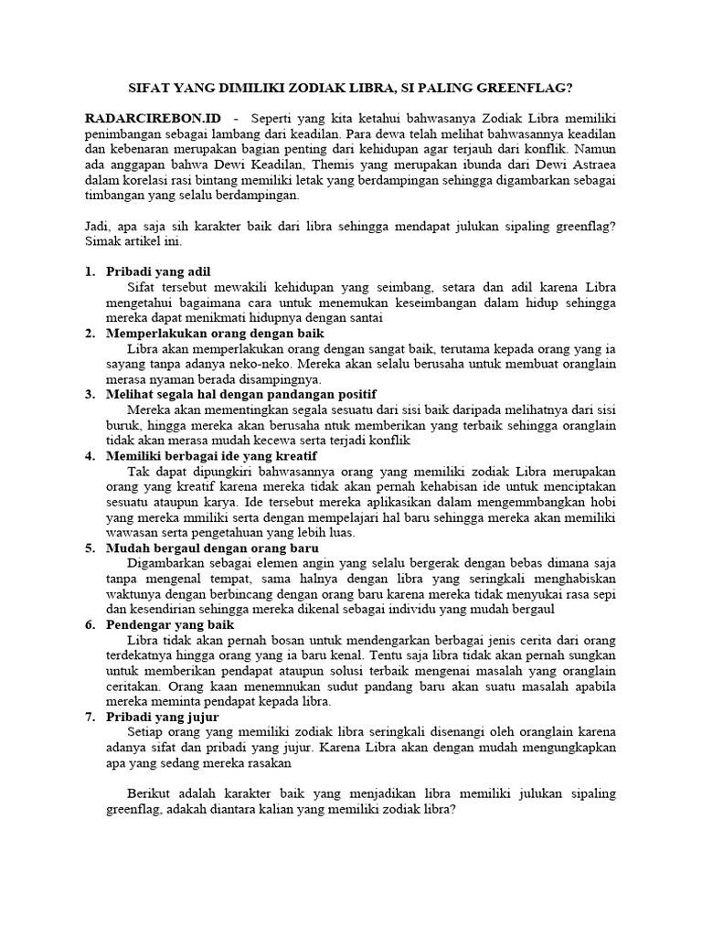 Karakter Positif Zodiak Libra | PDF