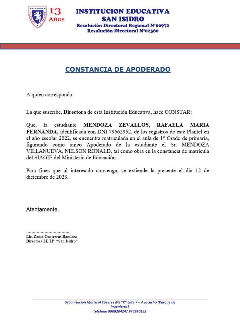 Constancia de Apoderado | PDF