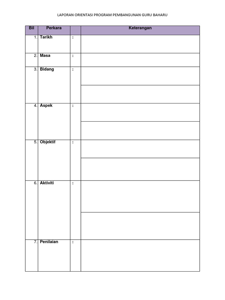 Format Catatan Orientasi PPGB | PDF