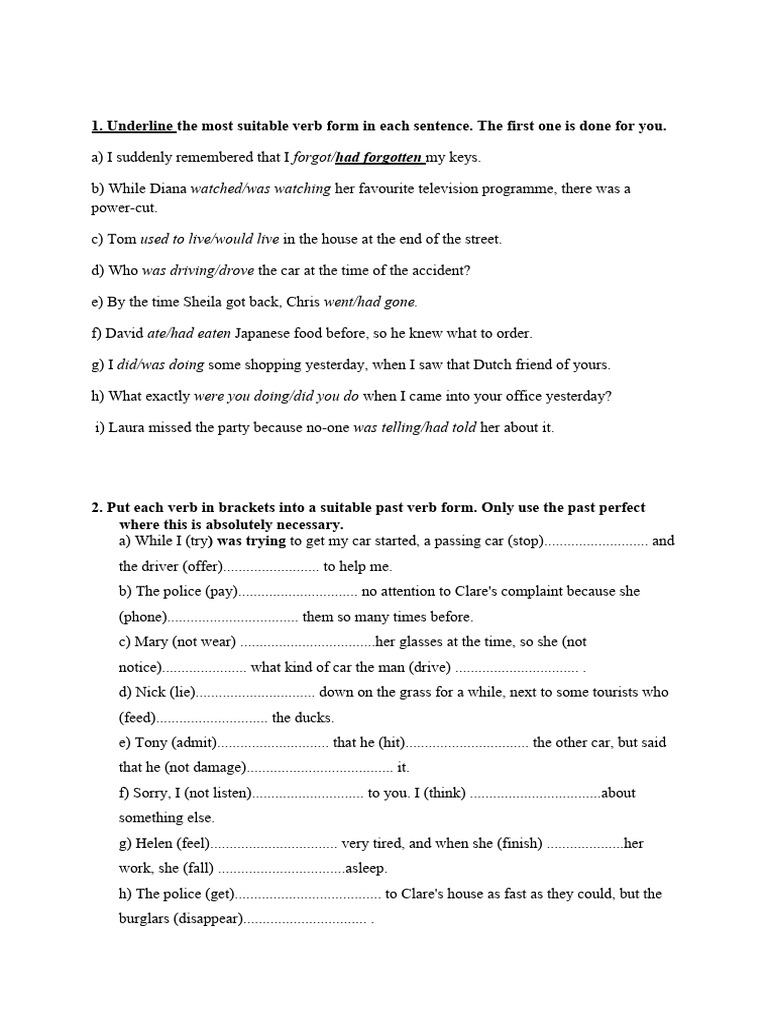 Narrative Tenses Handout | PDF | Art